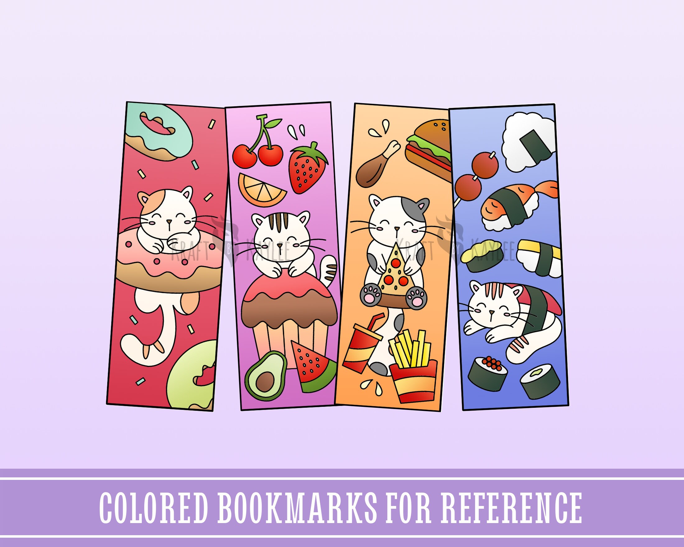 Cute Kitty Coloring Bookmarks set of 4 Coloring Pages | Etsy