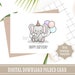Baby Elephant Happy Birthday Printable Card, 5x7 Folded Greeting Card ...