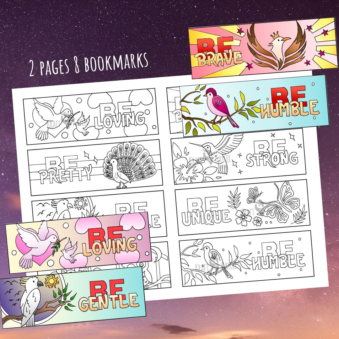 BE Positive Coloring Bookmarks (set of 8), PDF Download Coloring Pages ...