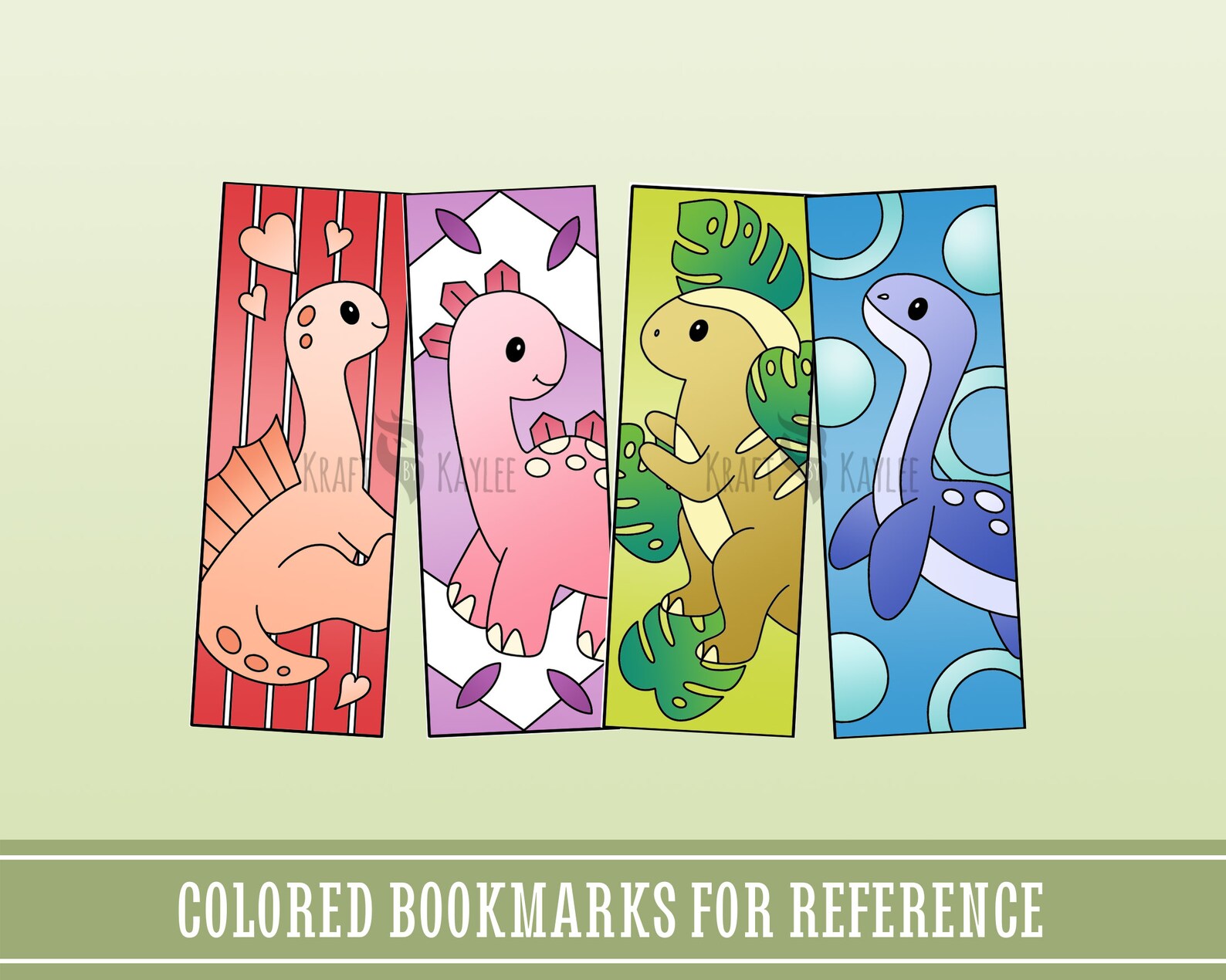 Cute Dinosaur Coloring Bookmarks set of 4 Coloring Pages - Etsy