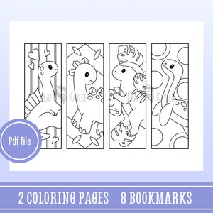 Dinosaur Set Coloring Bookmarks (set of 8), Coloring Pages, Printable ...