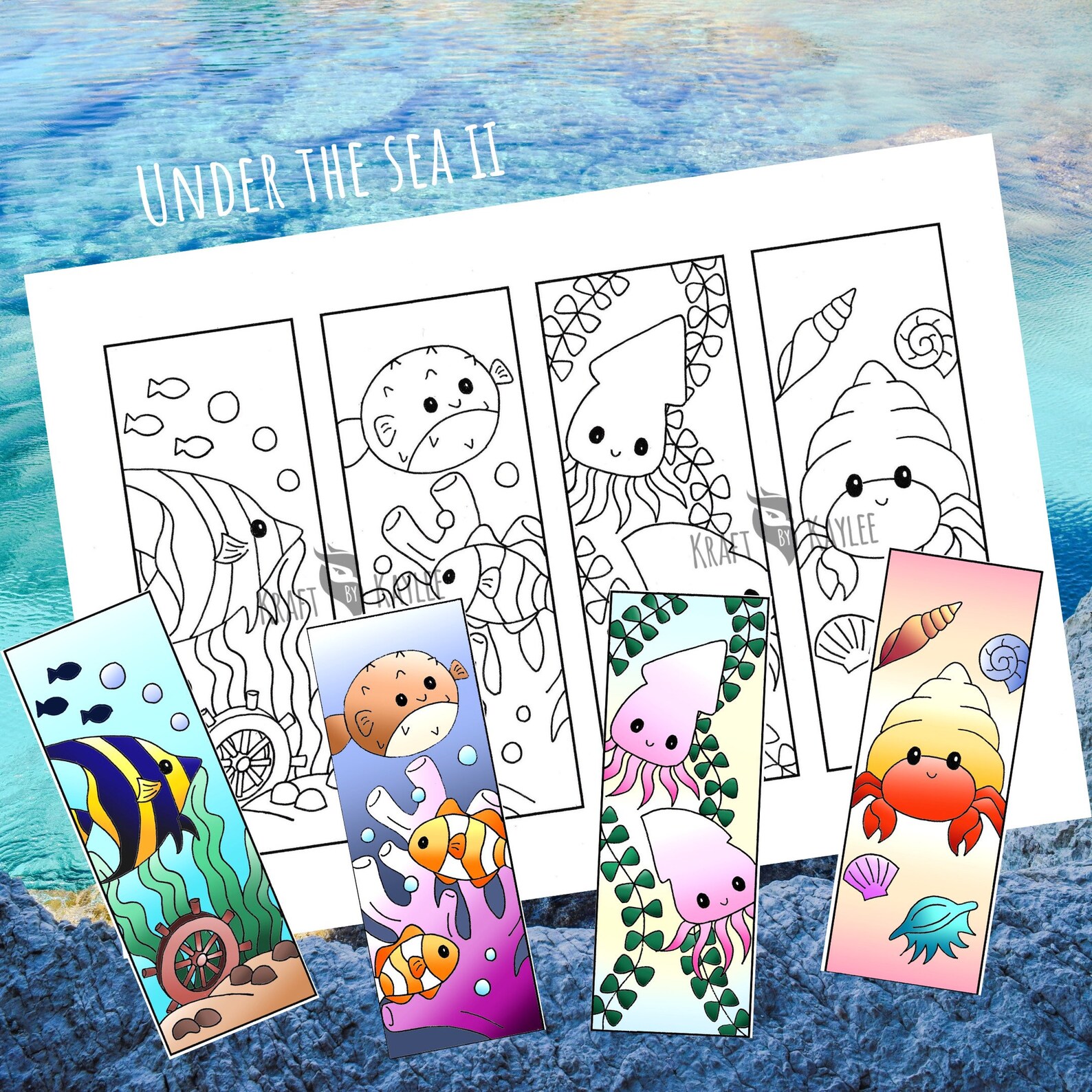 Under the Sea Coloring Bookmarks (set of 16), PDF Download Coloring ...