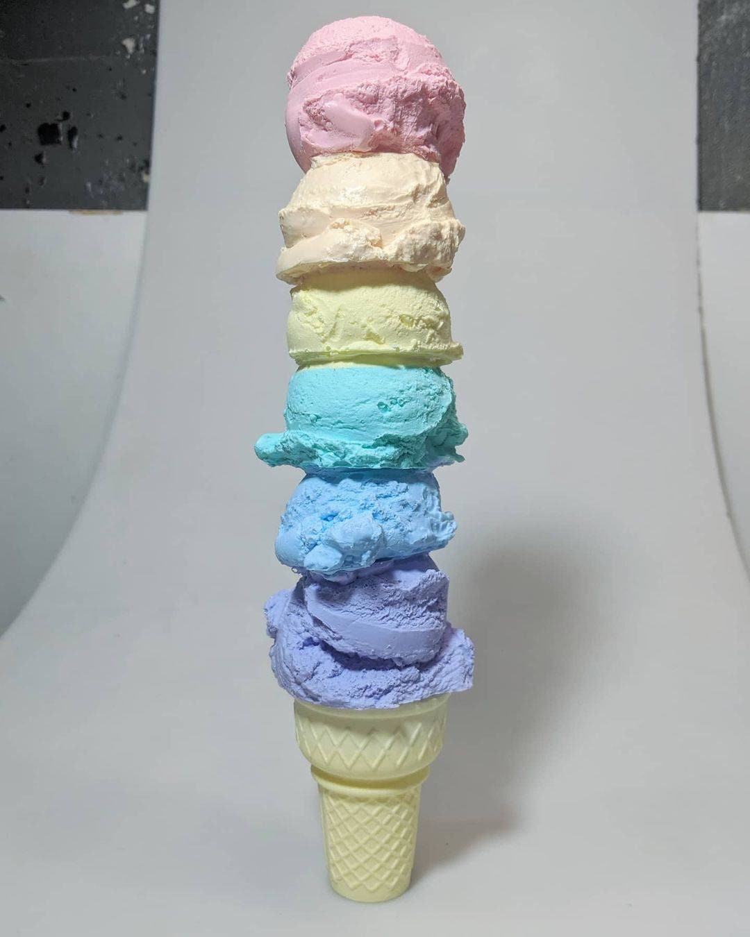 Wall Mounted Pastel Rainbow Ice Cream Sculpture Six Scoop - Etsy