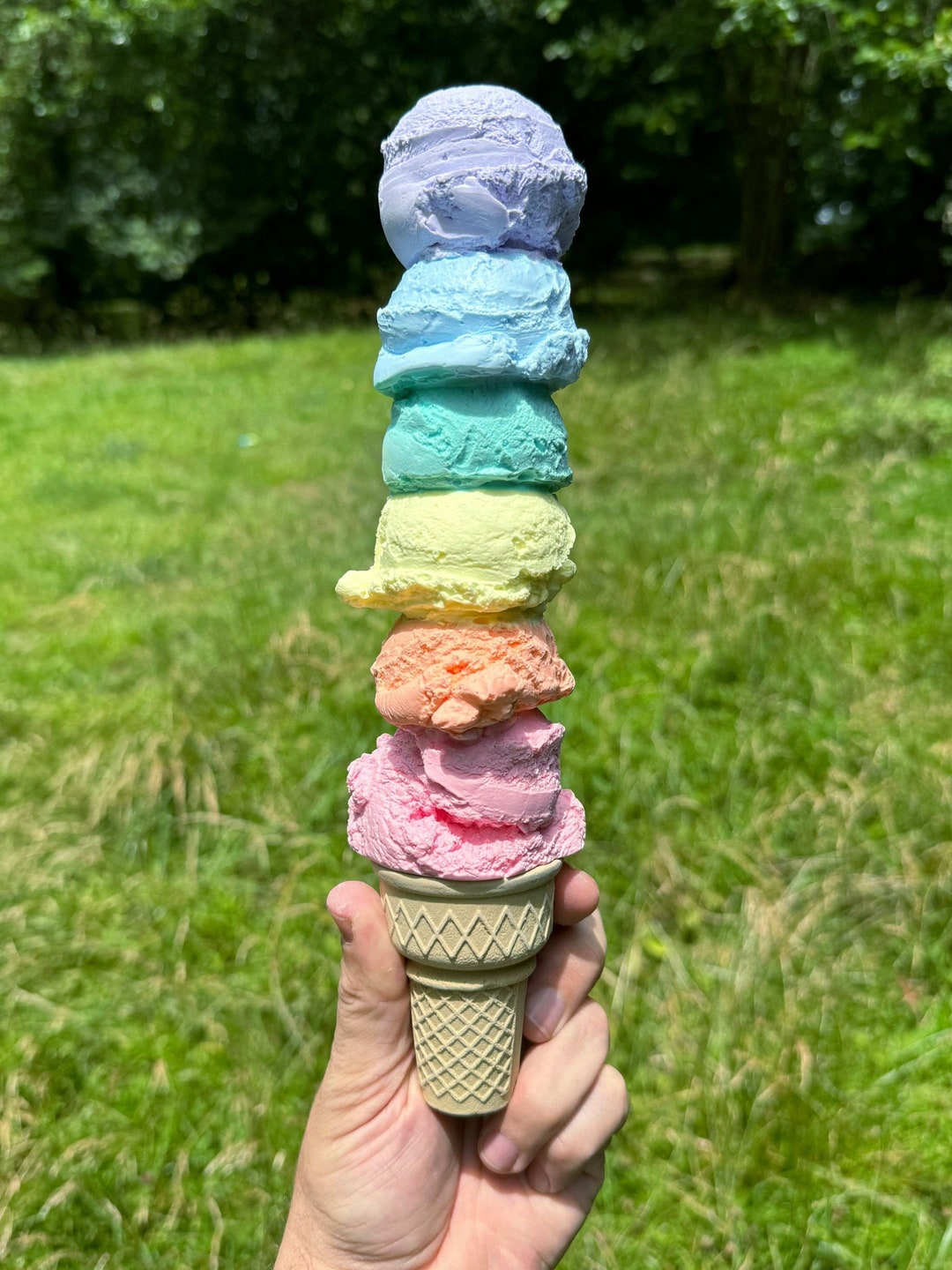 Wall Mounted Pastel Rainbow Ice Cream Sculpture! Six Scoop Tower! With ...