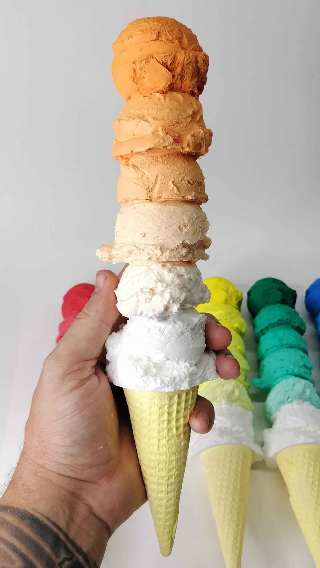 Ombre Gradient Fade Ice Cream Stack Sculpture, 6 Scoop Resin Pop Art ...