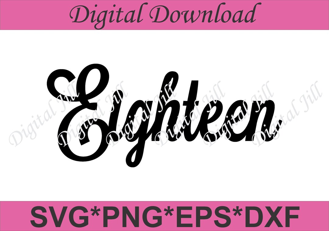 Eighteen Cake Topper. Cake Topper Svg, Png. 18th Birthday Cake Topper ...