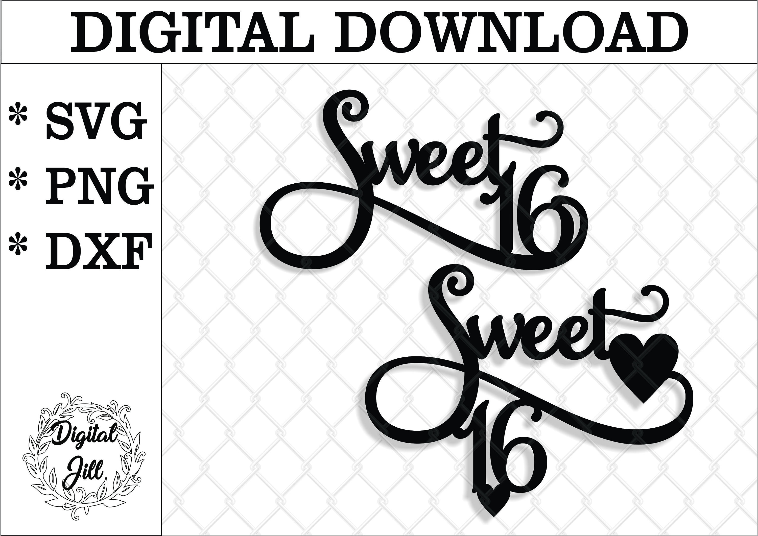 Sweet 16 Cake Topper. Sweet 16 Svg Digital Download Sweet 16 - Etsy