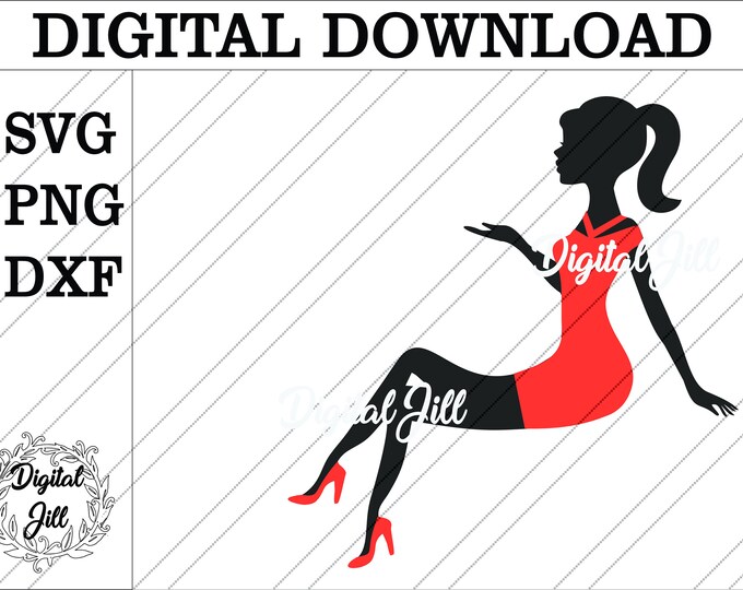 Sitting Lady Silhouette Cake Topper Svg With Ring. Cake Topper. Digital ...