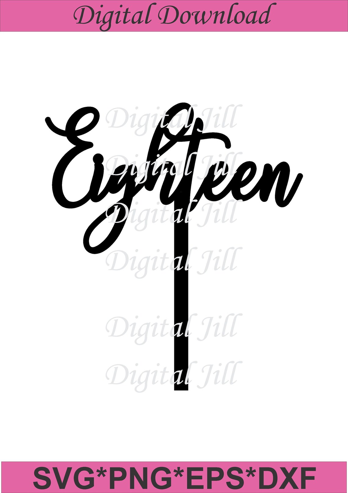 Eighteen Cake Topper. Cake Topper Svg, Png. 18th Birthday Cake Topper ...