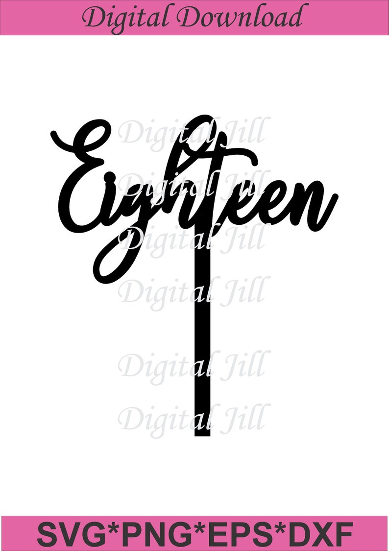 Eighteen Cake Topper. Cake Topper Svg, Png. 18th Birthday Cake Topper ...