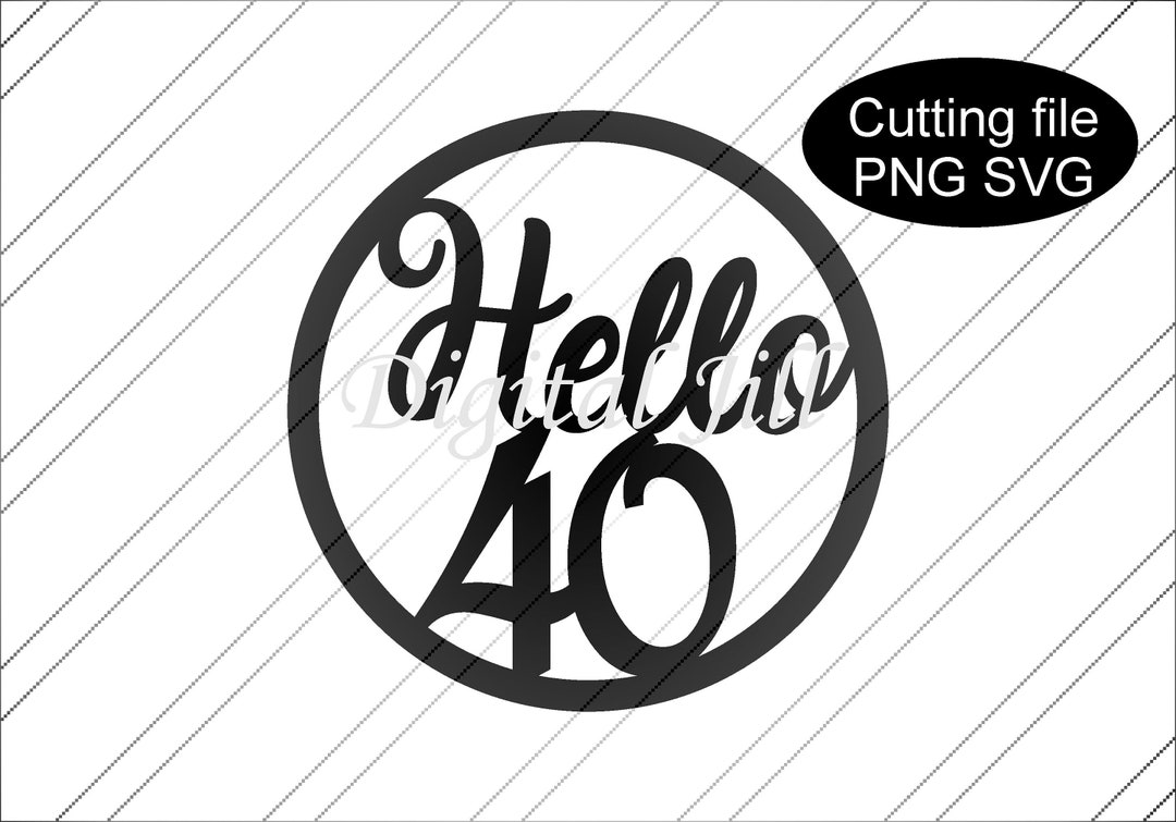 40th Cake Topper Svg. Hello 40 Cake Topper Svg.hello Forty Cake Topper ...