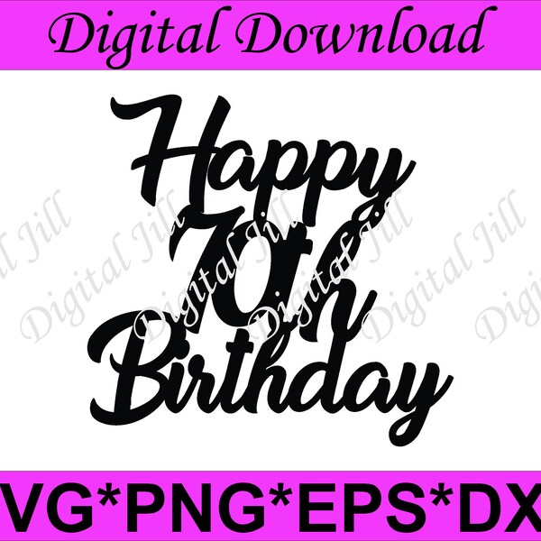 70th Birthday Cake Topper Laser Svg - Etsy