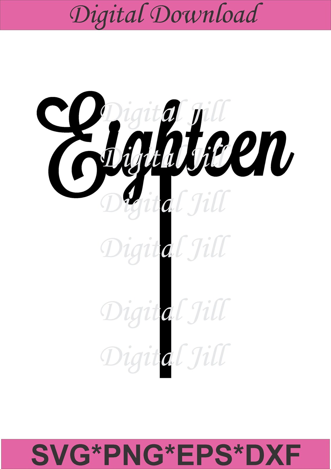 Eighteen Cake Topper. Cake Topper Svg Png. 18th Birthday Cake | Etsy