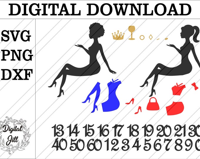 Sitting Lady Silhouette Cake Topper Bundle Svg. Bundle Digital - Etsy
