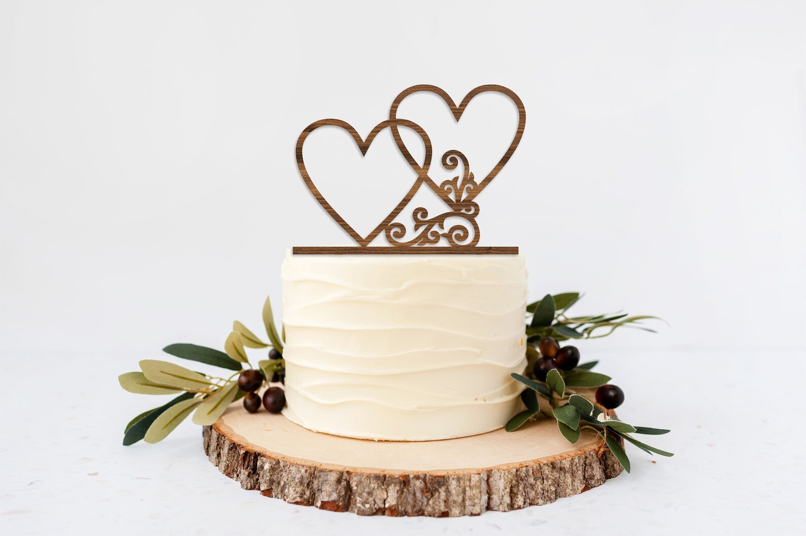 Two Hearts Cake Topper Svg. Laser Cut File. 2 Hearts Cake - Etsy