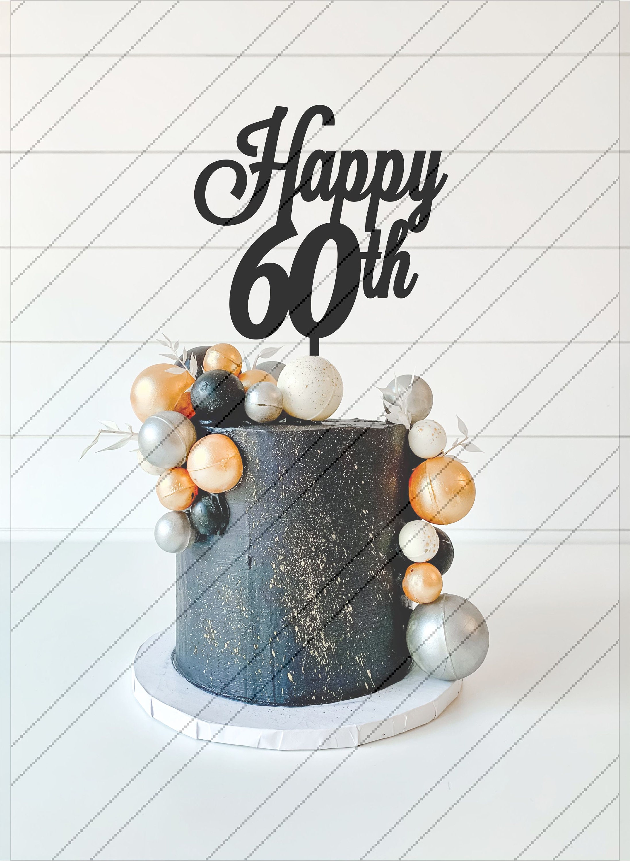 Happy 60th cake topper SVG. Digital download. SVG file. Laser | Etsy