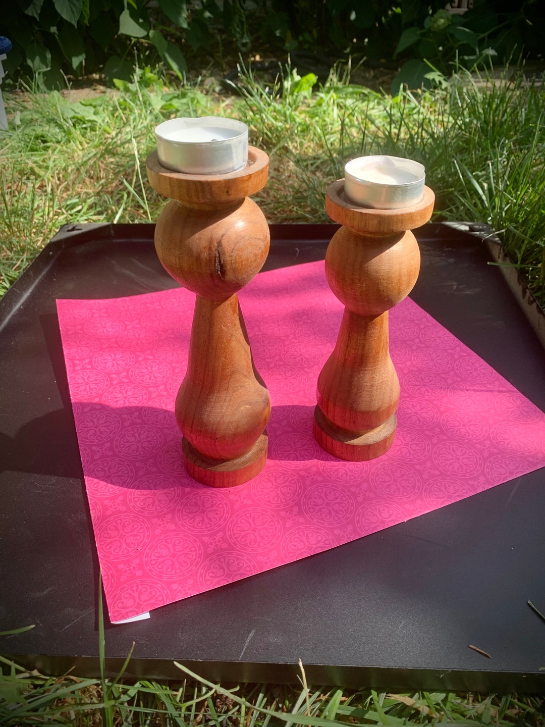 Handmade Wood Candle Holder set of 2 - Etsy