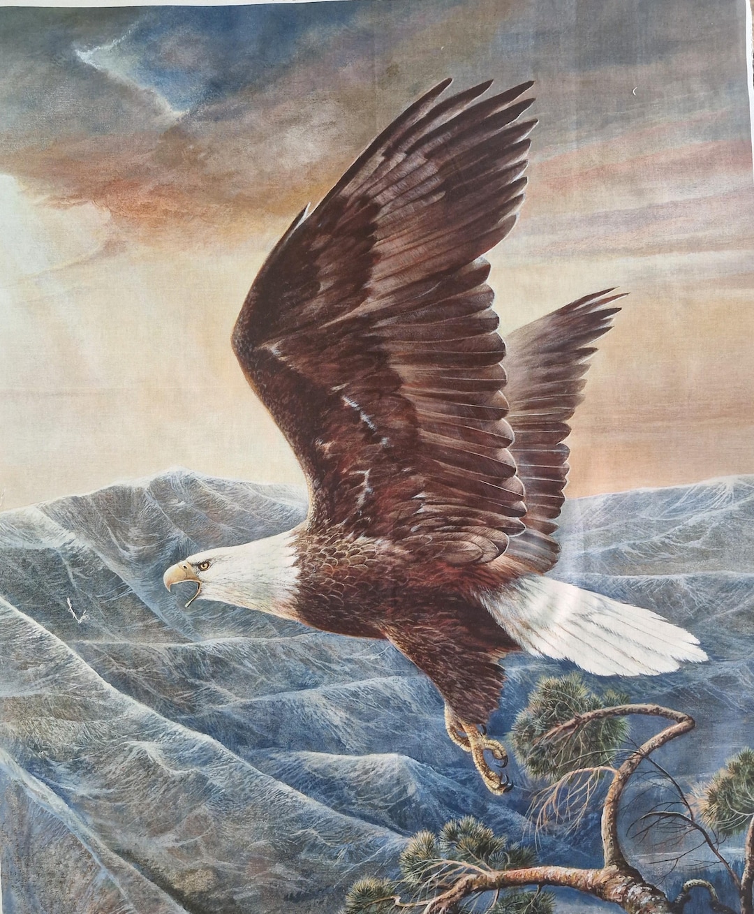 David Textiles - 100% Cotton - Fabric Large Panel - American Eagle in ...