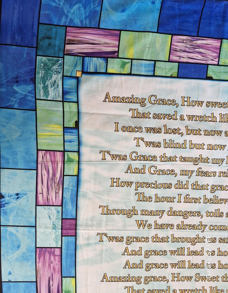 Stained Glass Border Amazing Grace Fabric Panel - Micki Pace Williams ...