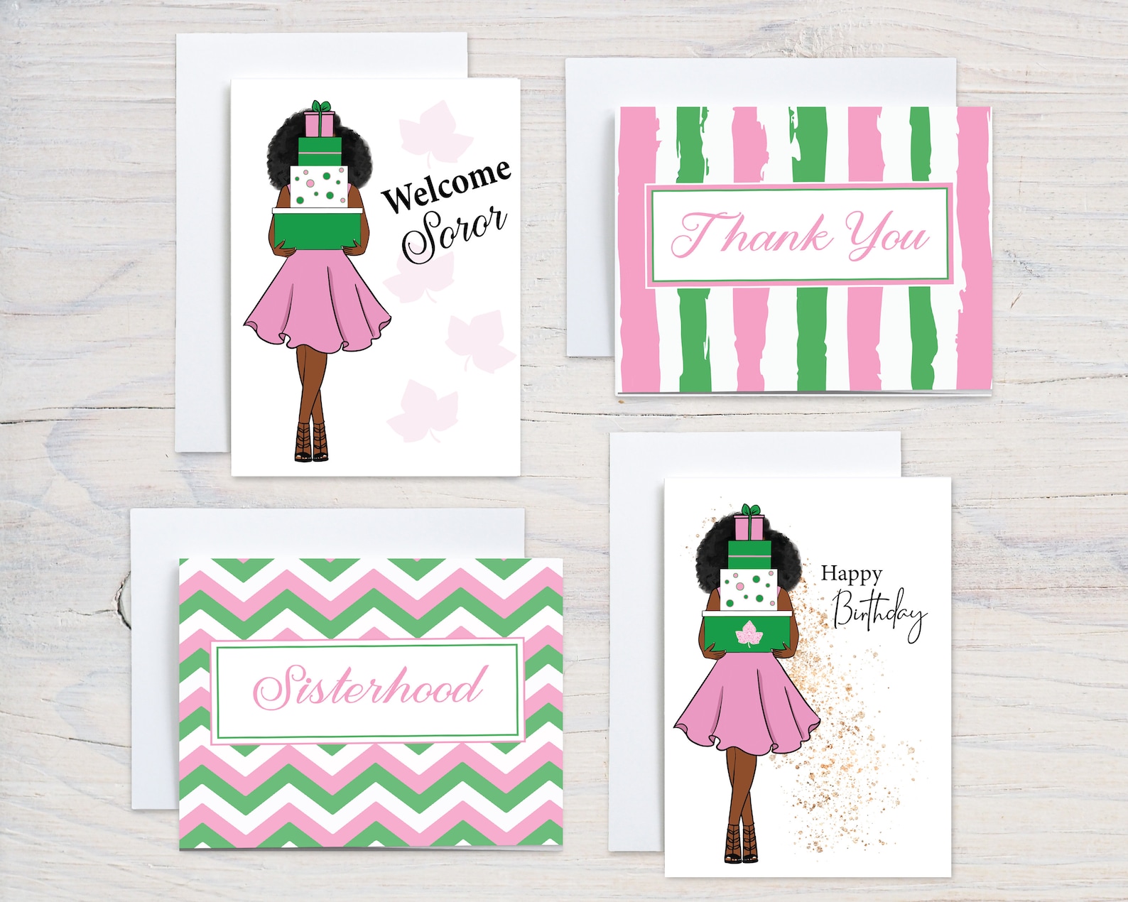 Pink and Green Sisterhood | Welcome Soror | Happy Birthday |thank You ...