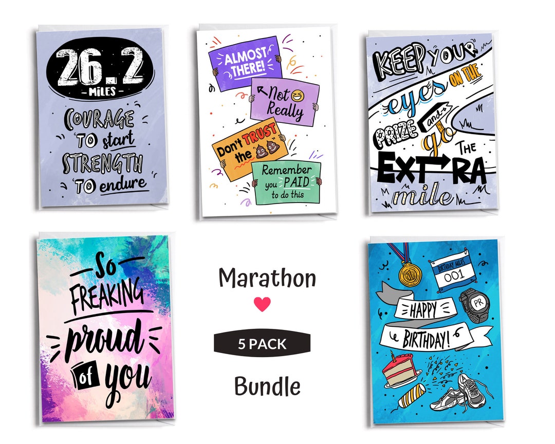 Marathon Runner Greeting Cards 26.2 Miles 5 Run Pack - Etsy