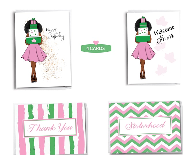 Happy Birthday Soror, Aka, Alpha Kappa Alpha Sorority Inspired Folded ...