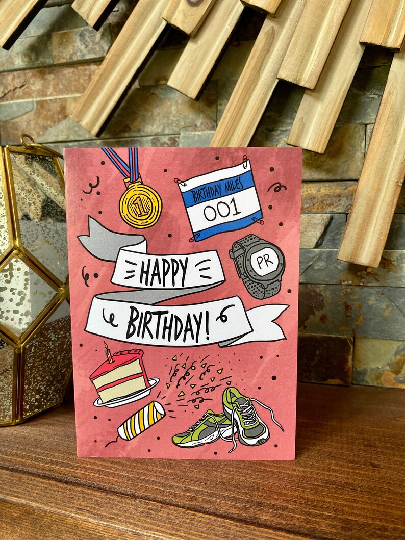 Happy Birthday Runner Card for Runner Marathon 5K 10K | Etsy