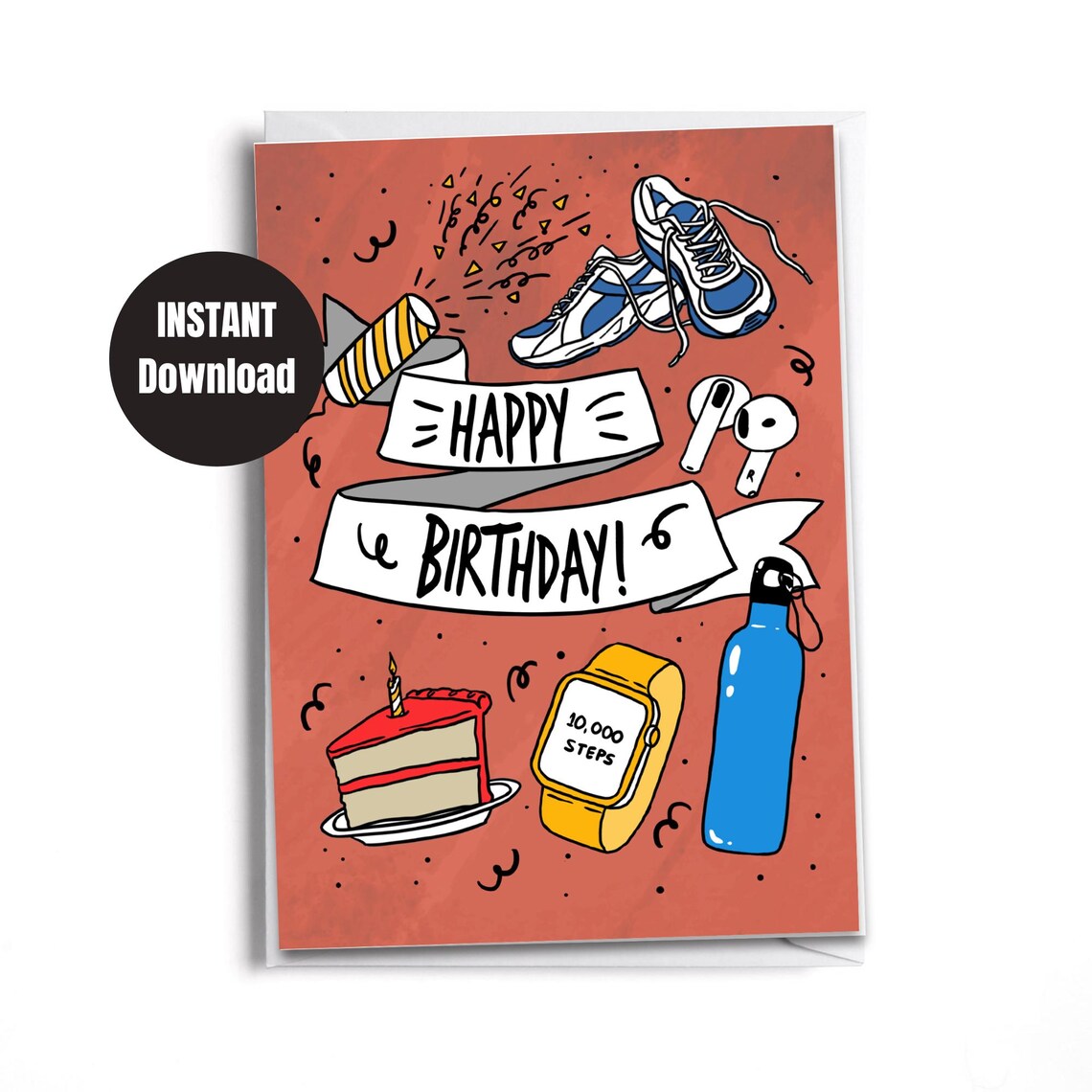 Printable Power Walker Birthday Card| Downloadable Card | Digital ...