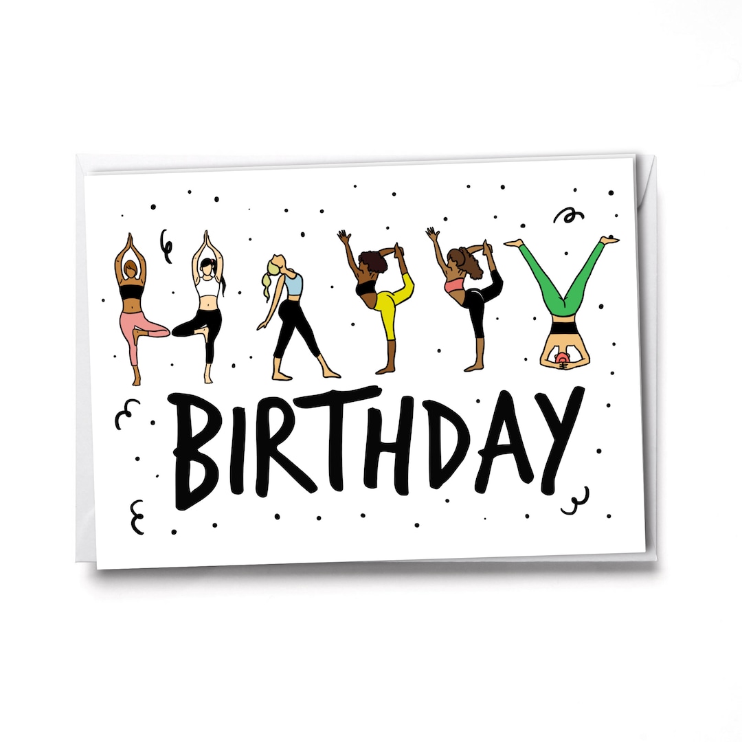 Yoga Birthday Card: Female Yogi Poses - Etsy