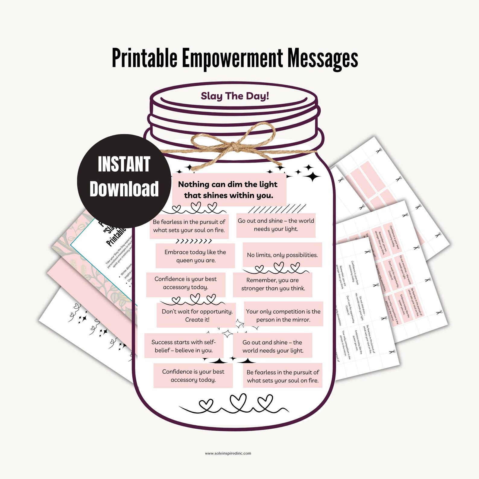 Slay the Day Printable Empowerment Message Sheets | Uplifting and ...