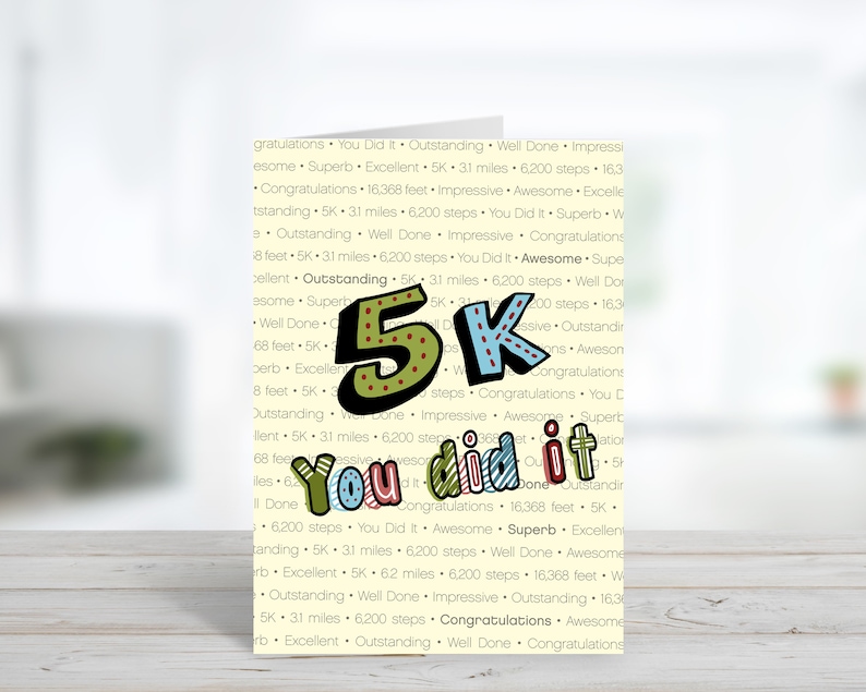 Printable 5K Card for Runner Congratulations Finisher - Etsy