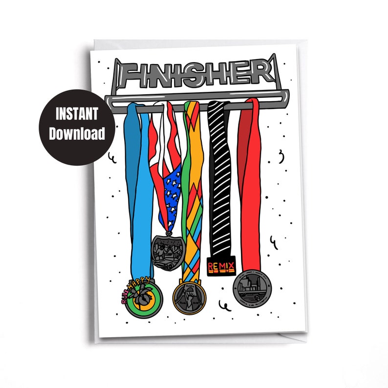Marathon Finisher Medals Card: Printable Runner Gift (digital Download ...