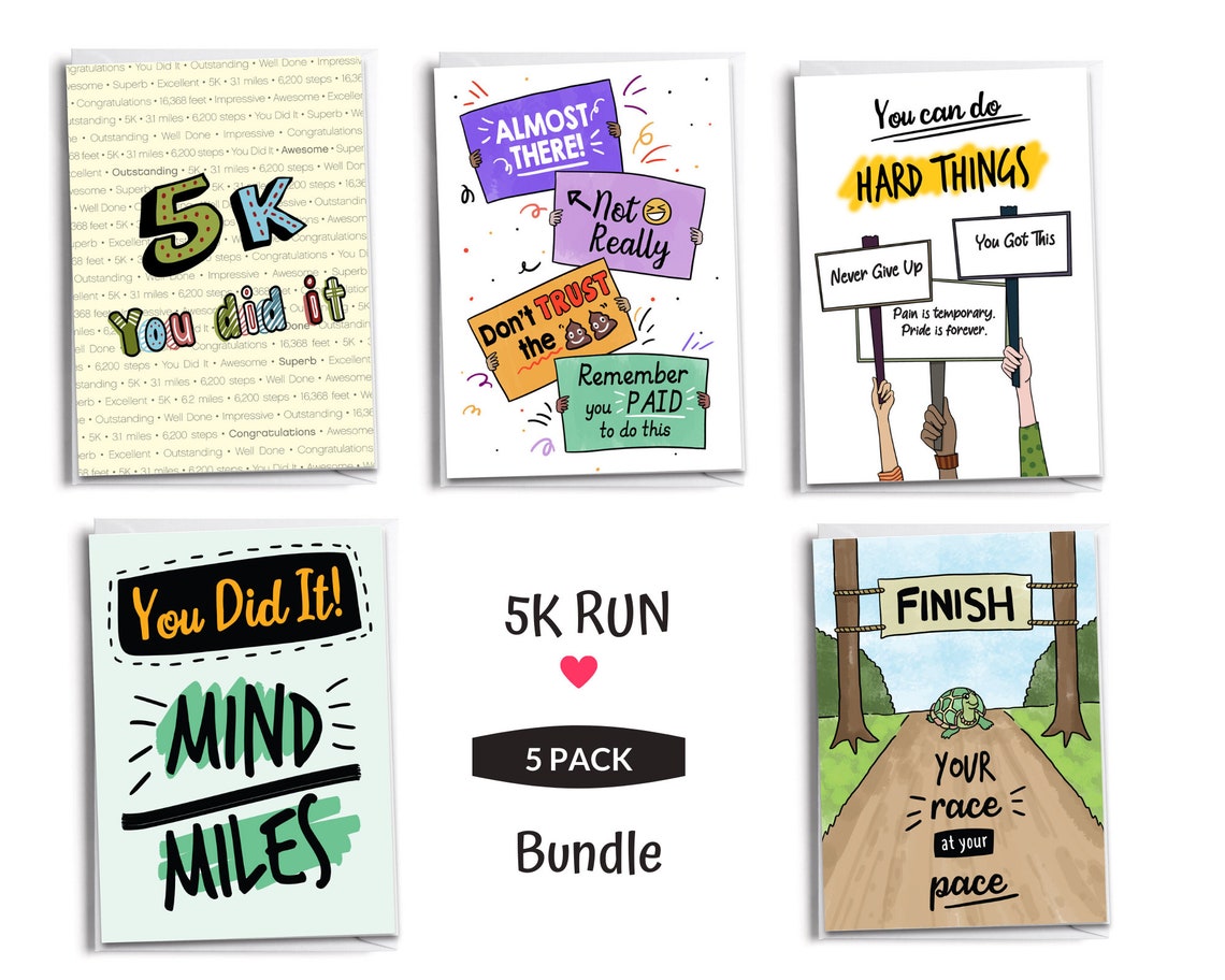 5K Runner Greeting Cards | 3.1 Miles | 5 Run Pack - Etsy