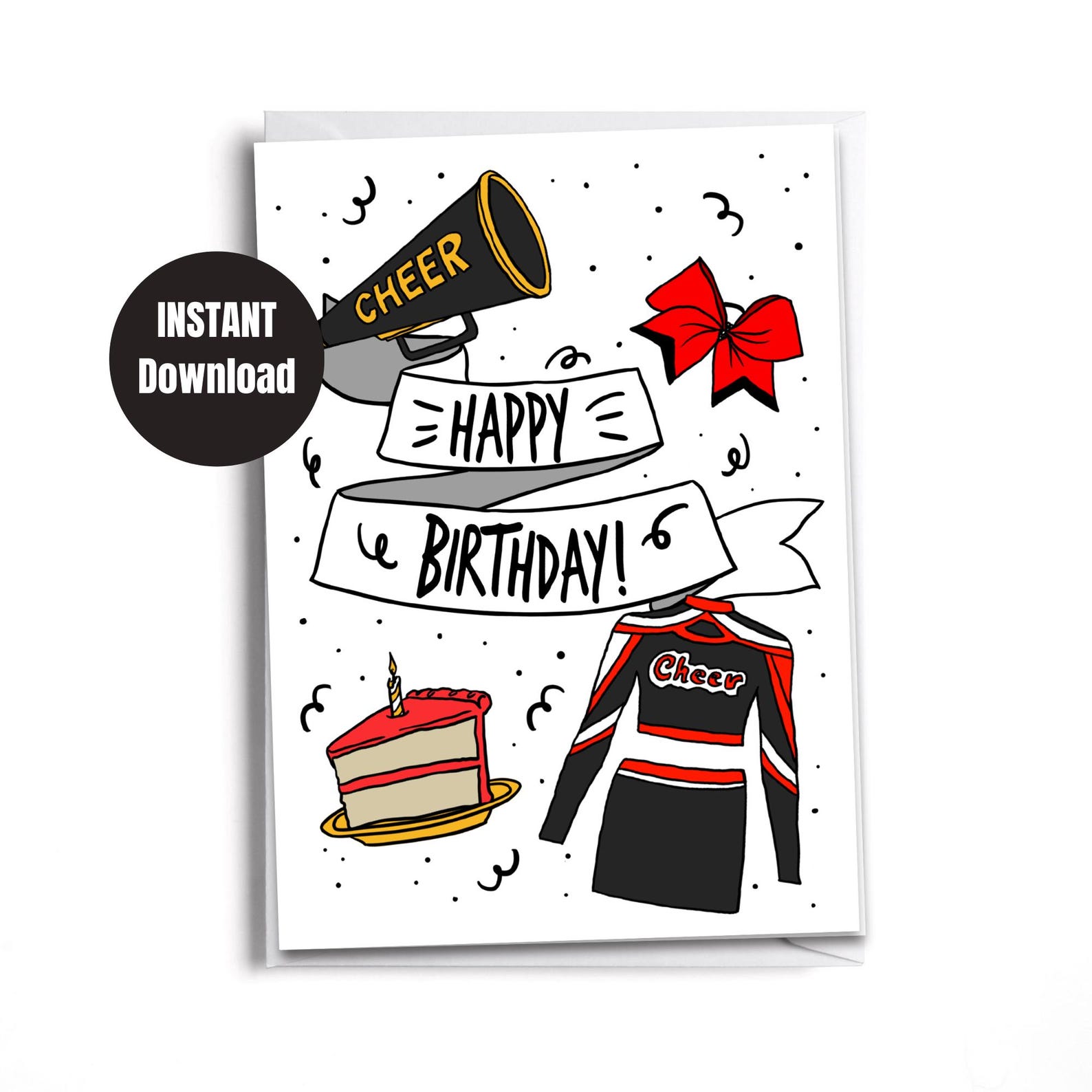 Printable Cheer Birthday Card| Downloadable Card | Digital Instant ...