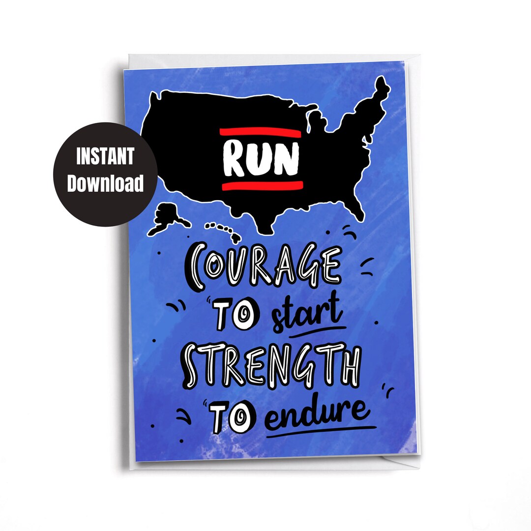 50 States Runner Printable Card | Downloadable Card | Digital Instant ...