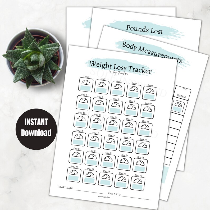 Printable Weight Loss Tracker Instant Digital Download - Etsy