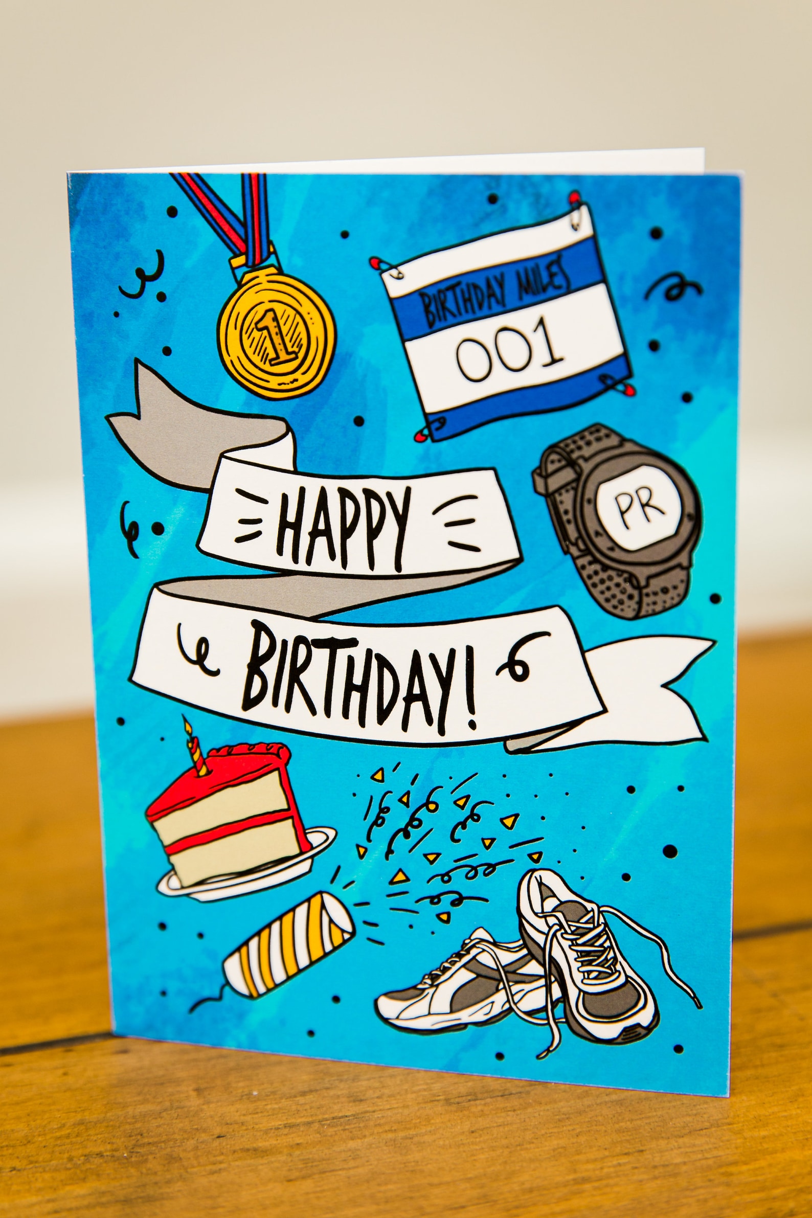 Happy Birthday Runner Run Happy Card blue - Etsy