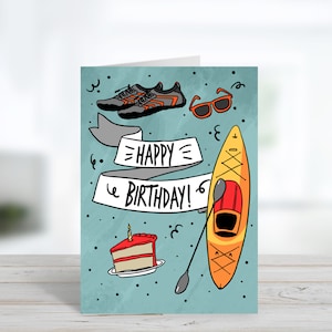 Kayak Birthday Card: Outdoor Adventure Lover - Etsy