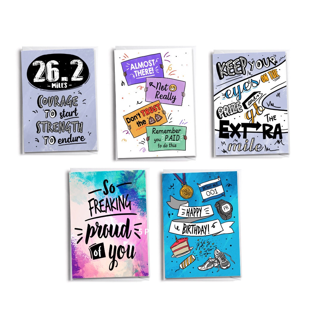 Marathon Runner Greeting Cards | 26.2 Miles | 5 Run Pack - Etsy