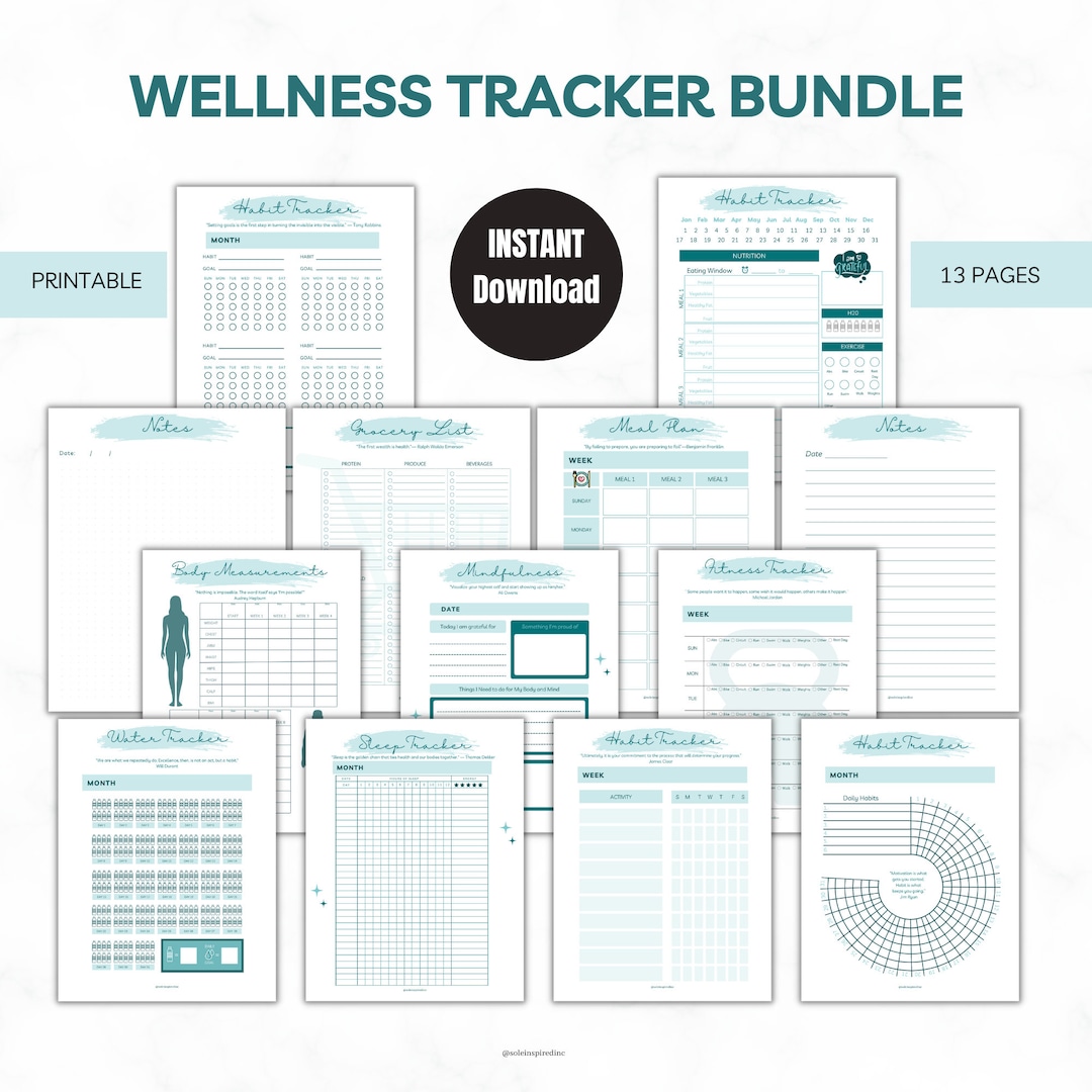 Health & Wellness Printable Tracker |habit Tracker, Sleep Tracker ...
