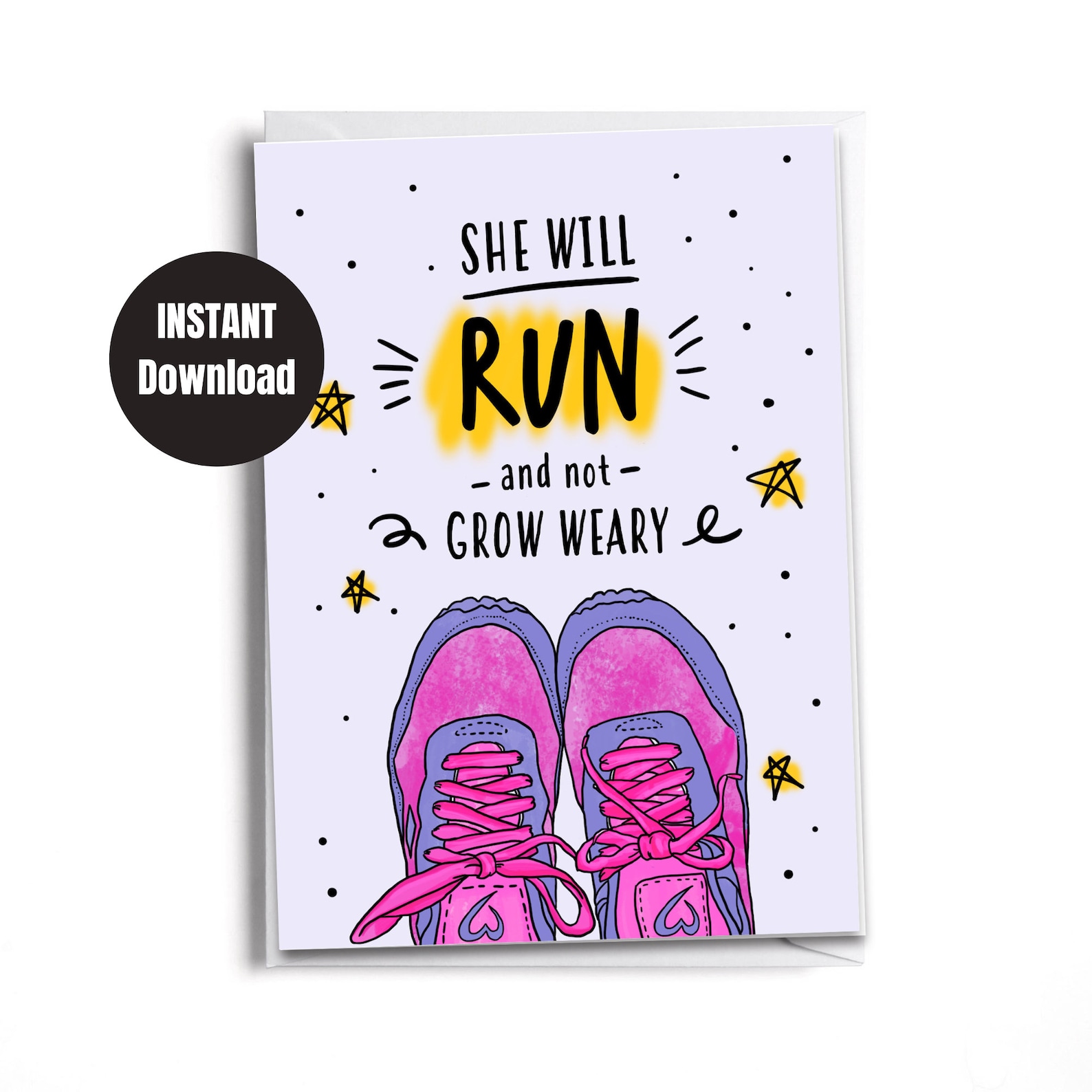 She Will Run Printable Downloadable Card Digital Instant Download Card ...