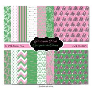 Pink and Green Digital Paper: Sorority Inspired (digital Download) - Etsy