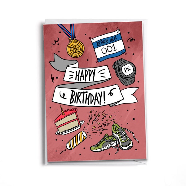 Runner Birthday Card - Etsy