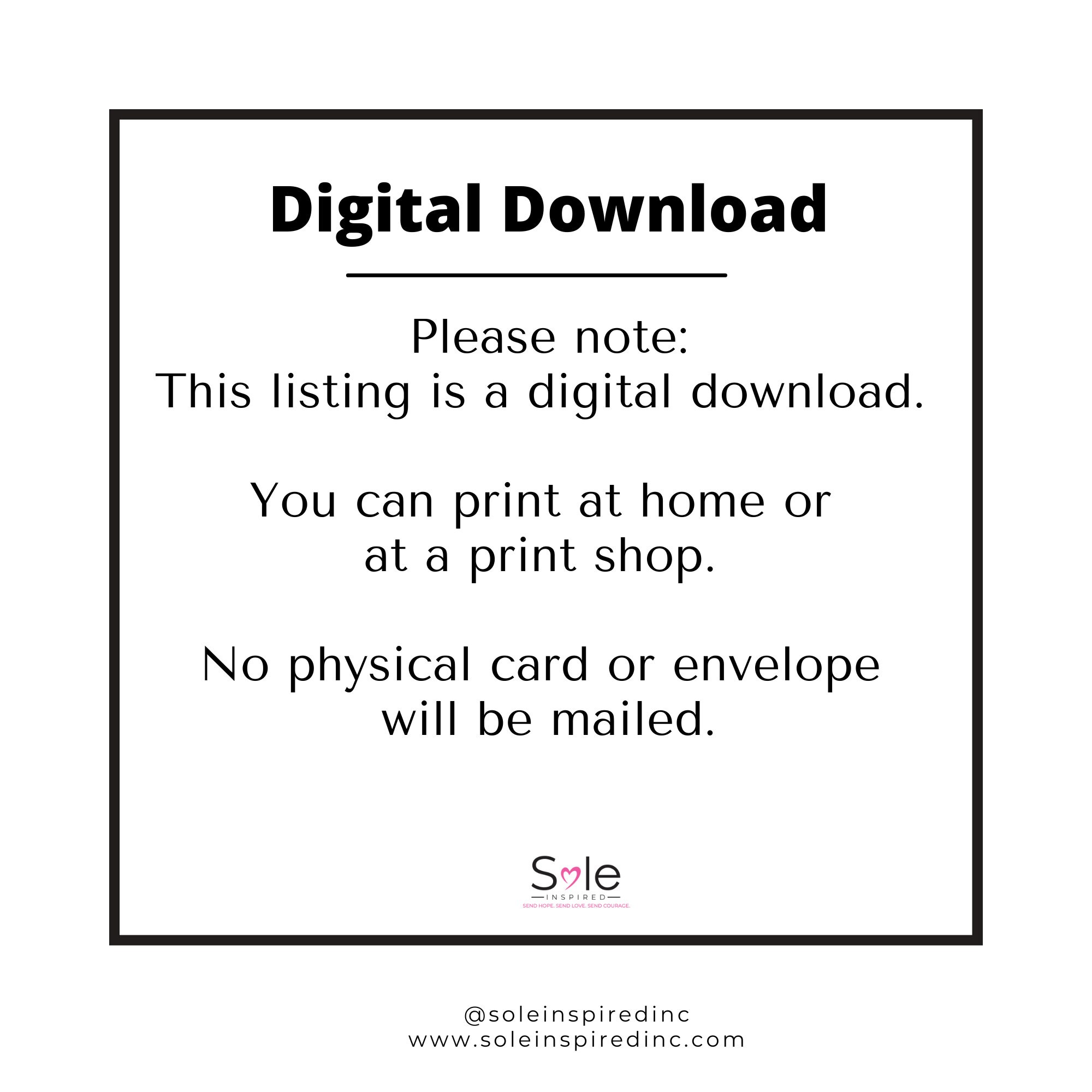 Printable Downloadable Card Digital Instant Download - Etsy