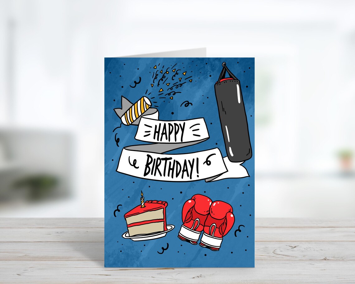 Printable Boxing Birthday Card| Downloadable Card | Digital Instant ...