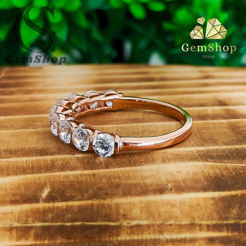 3 MM Round Cut Moissanite Wedding Band Half Eternity Band Stackable ...