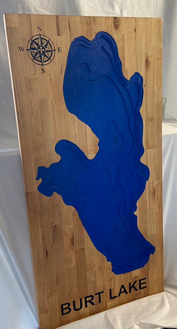 Burt Lake Depth Map | Etsy