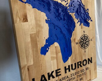 Lake Huron Depth Map - Etsy