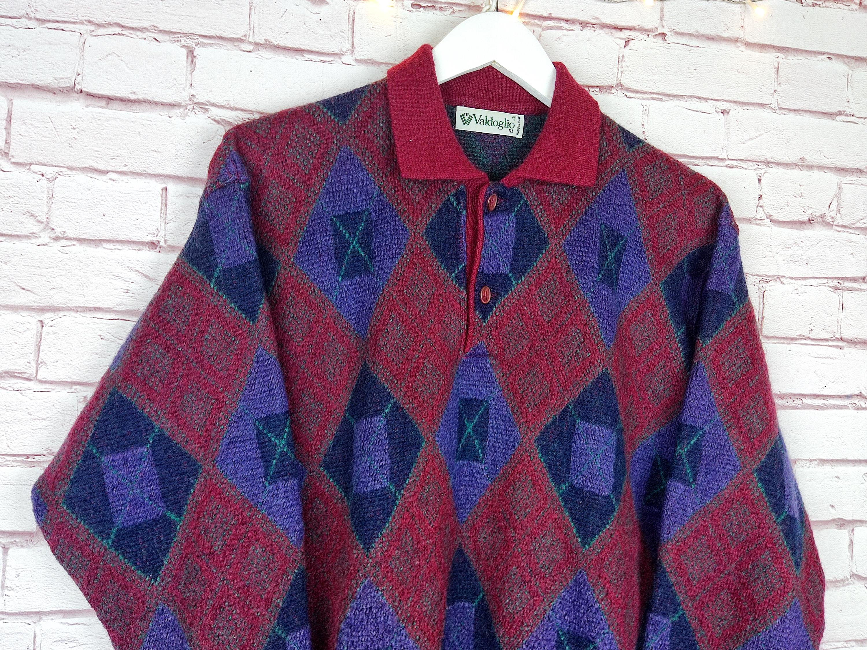 Vintage Retro Italian Button Down Wool Sweater. Size - M - Etsy
