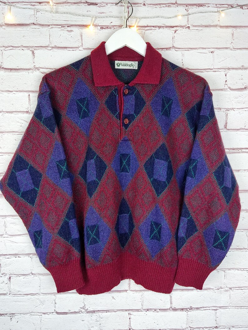 Vintage Retro Italian Button Down Wool Sweater. Size - M - Etsy